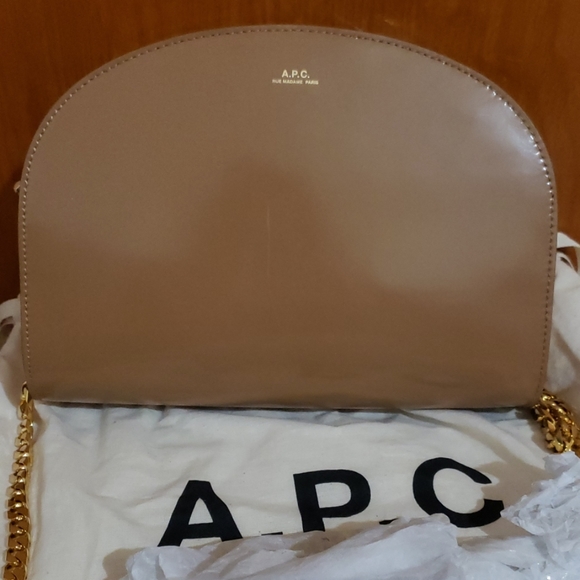 A.P.C. | Bags | Apc Luna Beige Patent Leather Chain Shoulder Bag | Poshmark